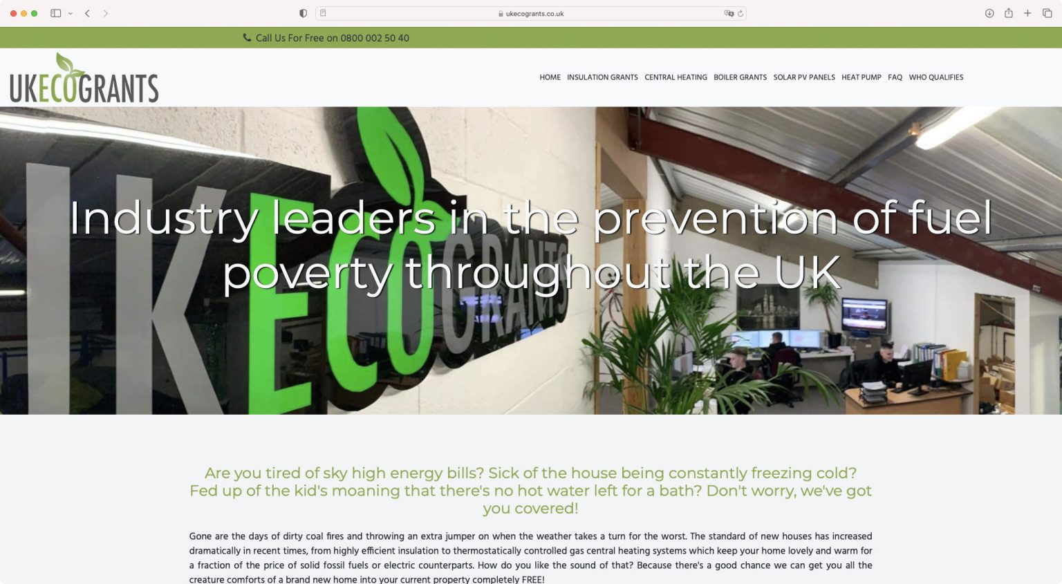 Website Design Made For UK Eco Grants
